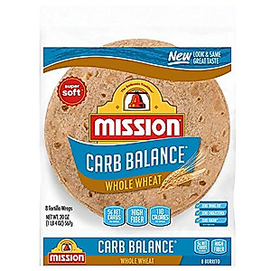 Mission 10 Inch Carb Balance Whole Wheat Tortillas LARGE Burrito 8 ct 20 oz Pack of 2 Total of 40 oz Kosher Certified