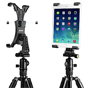 IPOW 360 Degree Rotatable Break-Resistant iPad Tripod Mount Adapter, Universal Tablet Clamp Holder Fits Ipad, Ipad Air, Pro, Mini, Microsoft Surface, Nexus, for Tripod Monopod, Selfie Stick,Tabletop