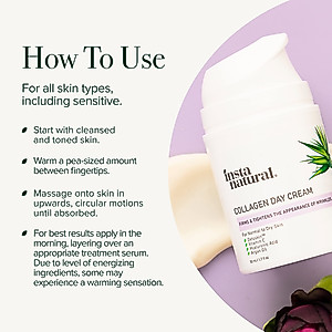 InstaNatural Collagen Face Cream, Daytime Collagen Moisturizer for Face, Anti Aging Cream with Vitamin C, Hyaluronic Acid and Argan Oil
