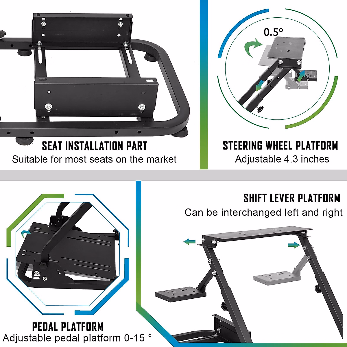 Hottoby Foldable Racing Simulator Cockpit Stand with Red Seat Fit for Logitech/Thrustmaster G25,G27,G29,G920,G923&T300RS,TX,T80,Multi-Angle Adjustment Sim Cockpit racing wheel,No Steering Wheel,HandBr