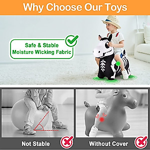 iPlay, iLearn Bouncy Pals Skeleton Hopping Horse, Toddler Bouncing Animal Toys, Inflatable Plush Bounce Hopper, Kid Indoor Ride On Bouncer, Halloween Birthday Gifts 18 Months 2 3 4 5 Year Old Boy Girl