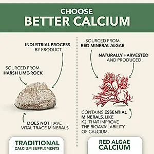 PlantFusion Vegan Calcium, Premium Plant Based Calcium (1000mg) Sourced from Icelandic Red Algae, Plus Magnesium, D3, K2, and Boron, 90 Vegan Tablets