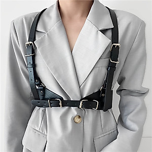 Miwcff Leather Harness For Women Waist Punk Belt Fashion Body Chain Goth Adjustable Body Corset Accessories For Party Dating (29"-33")
