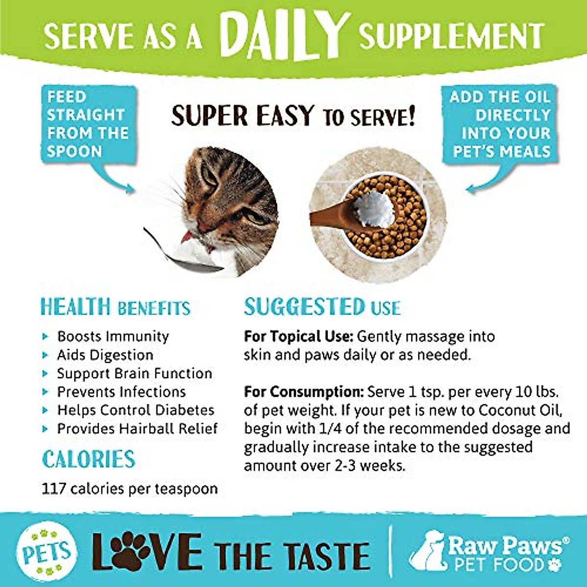 Raw Paws Organic Coconut Oil for Dogs & Cats, 16-oz - Treatment for Itchy Skin, Dry Nose, Paws, Elbows, Hot Spot Lotion for Dogs, Natural Hairball Remedy for Dogs & Cats