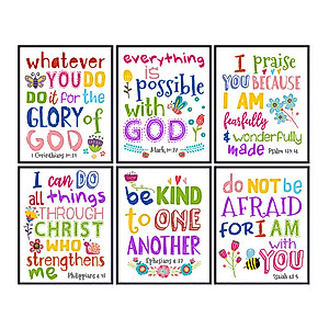Religious Wall Art - Bible Verse Wall Decor - Christian Wall Decor - Scripture Wall Art - Psalms, Proverbs - God Wall Decor - Spiritual Inspirational Christian Gifts for Women - Girls Bedroom Decor