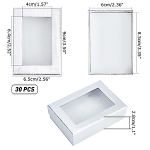 NBEADS 30PCS Silver Gift Boxes Presentation Box with Padding - Birthday Gift Box - Nail Packaging Boxes Cardboard Jewelry Boxes 3.54"x2.56"x1.1" for Christmas Packaging