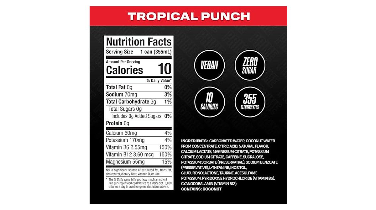 PRIME Energy Tropical Punch - Zero Sugar Energy Drink with 200mg Caffeine