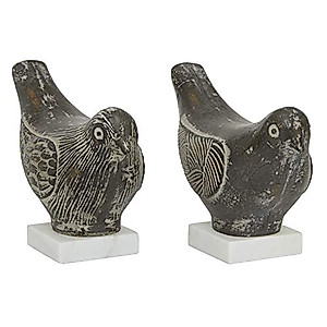 Deco 79 Set of 2 Brown Ceramic Coastal Bird Sculpture 16.75, 18.25 Inches