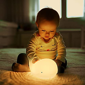 WoneNice Silicone Night Light, Kids Night Light for Bedroom, 7-Color Breathing Modes, Touch Sensor Control, USB Rechargeable Cute Night Lights for Kids Room