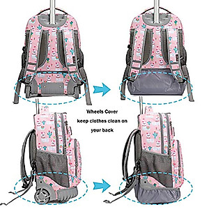 Tilami Rolling Backpack 18 inch Wheeled Backpack School College Student Travel Trip Boys and Girls