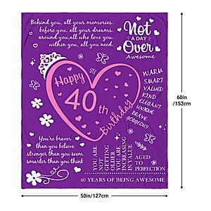 Gltiosr 40th Birthday Gifts Women Throw Blankets, 40th Birthday Gift Ideas, 40th Birthday Decorations, Gifts for Women Turning 40, Gifts for 40 Year Old, Best Birthday Present 1982 - 50" x60 Blanket