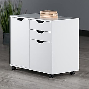 Winsome Halifax Storage Mobile Cabinets, 1 Large Door, 3 Drawers, for Home Office, White