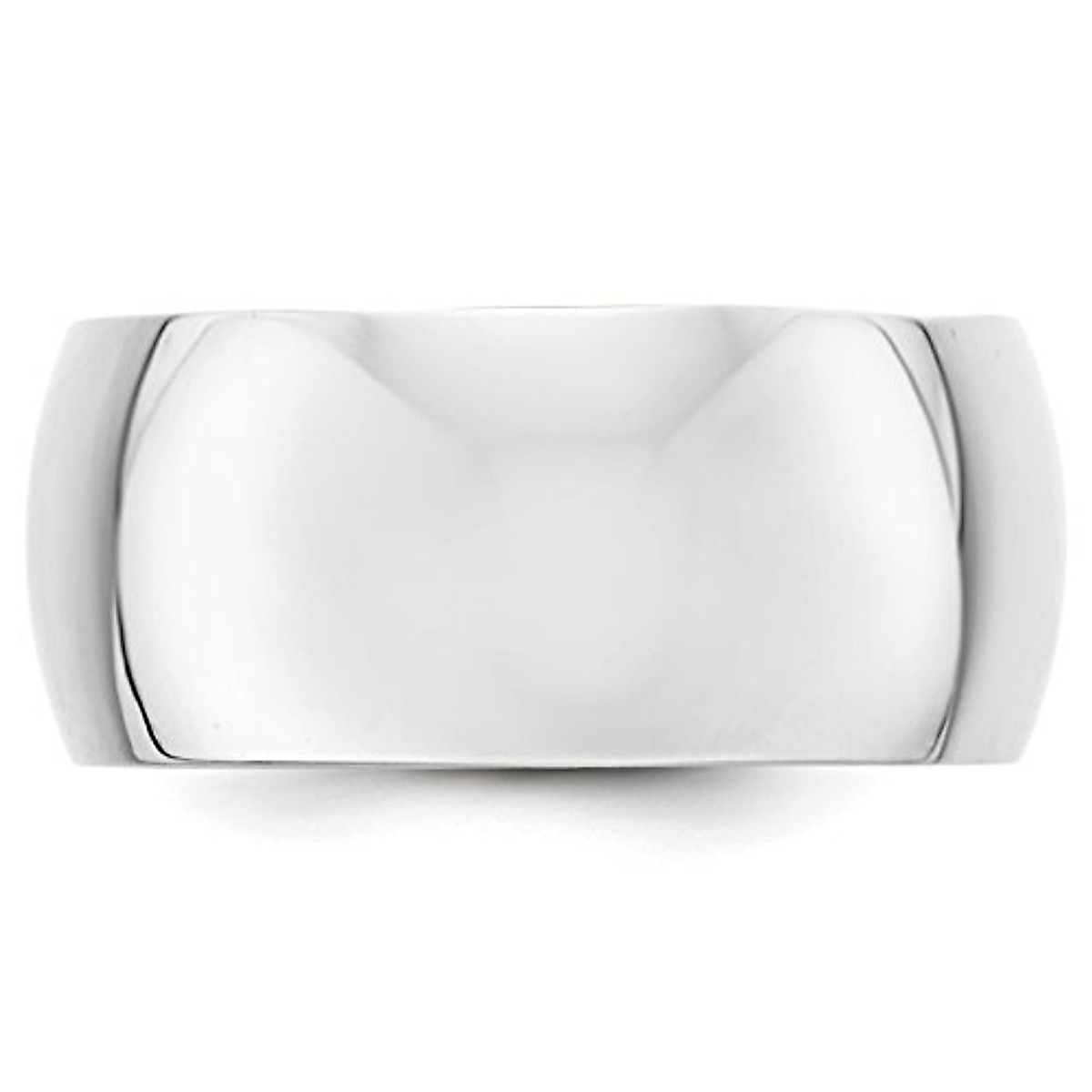 Solid 10k White Gold 10 mm Half Round Wedding Band Ring Size 7