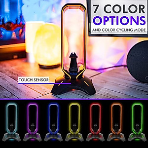 Tilted Nation RGB Headset Stand and Gaming Headphone Stand for Desk Display with Mouse Bungee Cord Holder - Gaming Headset Holder with USB 3.0 Hub for Xbox, PS4, PC - Perfect Gaming Accessories Gift