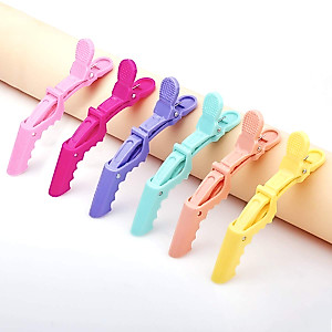 GLAMFIELDS 12 pcs Alligator Hair Clips for Styling Sectioning, Non-slip Grip Clips for Hair Cutting, Durable Women Professional Plastic Salon Hairclip with Wide Teeth & Double-Hinged Design
