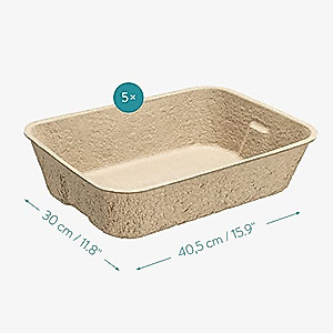 Navaris Disposable Cat Litter Trays (Pack of 5) - Cardboard Liner Tray for Cats Made of 100% Paper - Use Alone or As Box Liners - 15.9" x 11.8"