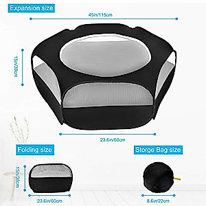 XIRGS Small Animal Playpen, Waterproof Small Pet Cage Tent Portable Outdoor Exercise Yard Fence with Top Cover Anti Escape Yard Fence for Kitten/Cat/Rabbits/Bunny/Hamster/Guinea Pig/Chinchillas