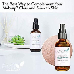 Collagen Peptide Serum - Anti Aging Collagen Serum for Face, Skin Brightening, Reduces Fine Lines & Wrinkles, Heals, and Repairs Skin, Microneedling Serum with Aloe Vera & Hyaluronic Acid - Peptide Complex Face Serum by Eva Naturals (2 oz)