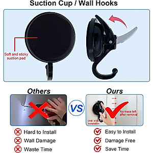 YSSILADI Shower Suction Cups Heavy Duty Vacuum Suction Cups, Glass Suction Cup Hooks, Robe & Towel Hooks Reusable, No Hole Punched, for Garland Decoration (2 Pack, Black)