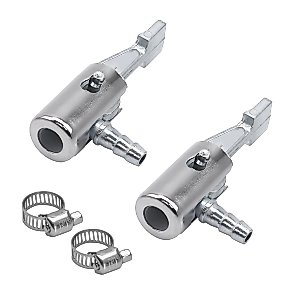 AUCELI 2PCS 1/4 inch Lock on All Metal Air Chuck, Inflation Pump with Hose Clamp, Mini Air Compressor Portable Tire Inflator Tire Chuck Nozzle, Hose End with Barb Connector (Hose Clamp)