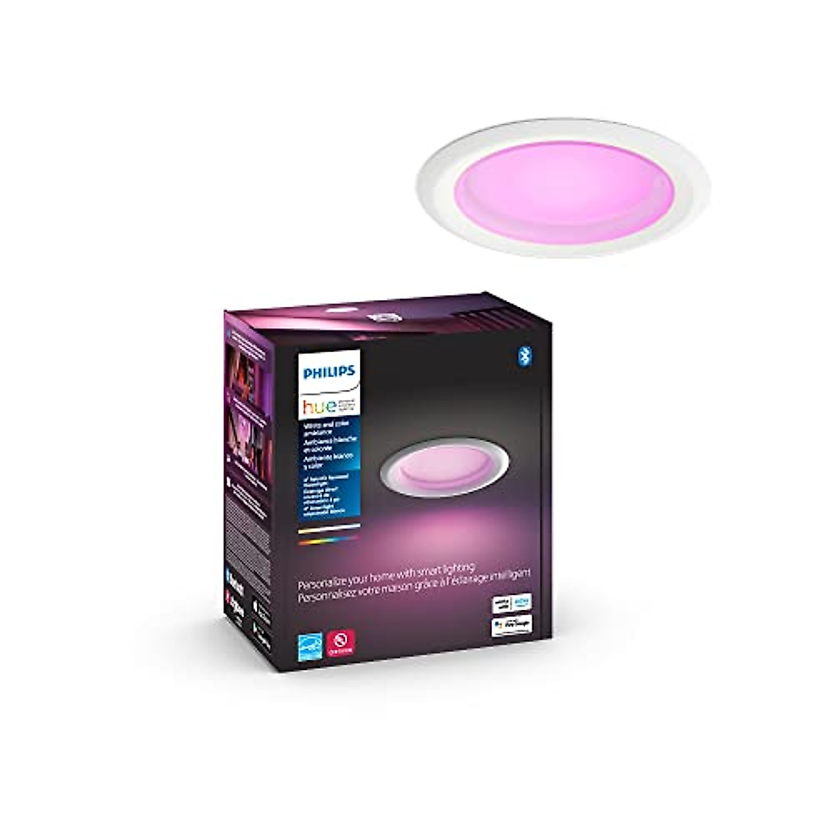 Philips Hue White and Color Ambiance Extra Bright High Lumen Dimmable LED Smart Retrofit Recessed 4" Downlight Compatible with Amazon Alexa Apple HomeKit and Google Assistant, 6-Pack