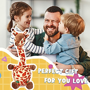 Easfan Dancing Singing Giraffe Repeat What You Say Talking Stuffed Animal Funny Interactive Electric Toy Mimicking Speaking Recording Musical Plush Gifts for Kids,14"