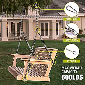Vaneventi Porch Swing, Outdoor Poly Lumber Swing, Fade-Resistant Patio Swing, 600lbs Duty Rating, 304 SS Chains, All-Weather Garden Swing for Enjoying and Relaxing