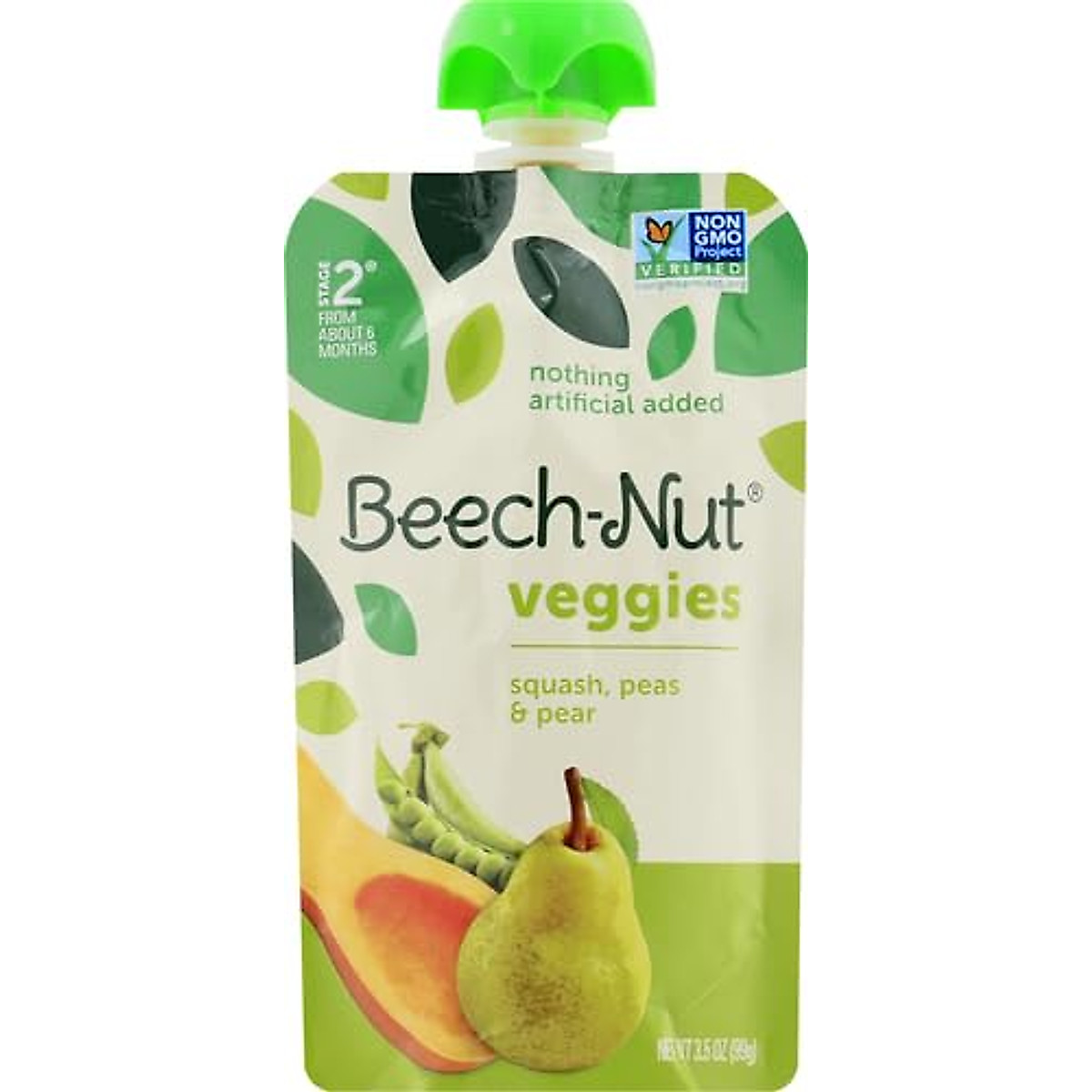Beech-Nut Veggies Stage 2 Baby Food, Squash Peas & Pears, 3.5 oz Pouch