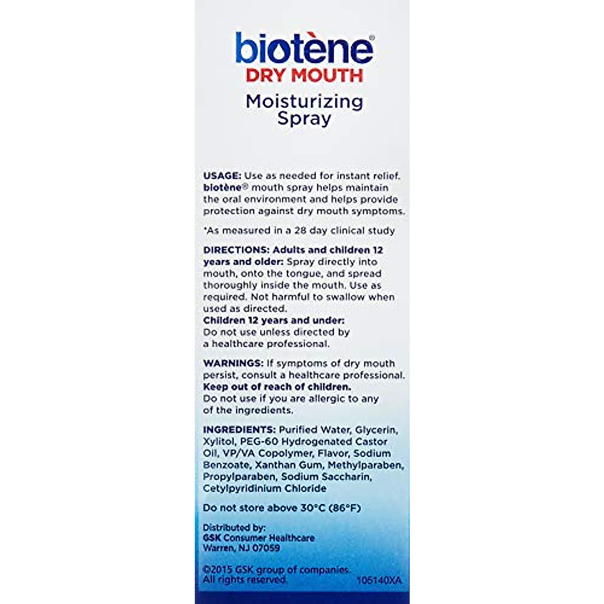 biotene Moisturizing Mouth Spray Gentle Mint, 1.5 FL OZ (Pack of 4