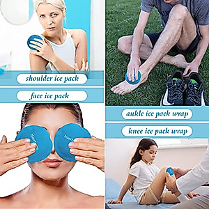 Reusable Ice Packs, 6 Pack Small Gel Ice Pack for Injuries, Soft kids Cold Pack, Hot and Cold Compress, Round Ice Pack for Face Knee Shoulder Ankle Pain Relief, Wisdom Teeth, Breastfeeding, Sinus Pain
