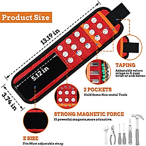 Magnetic Wristband Led Headlamp Flashlight, Magnetic Wristband for Holding Screws Men Stocking Stuffers, Christmas Gifts for Dad Valentines Day Gift for Him Husband Magnetic Tool for Carpenter
