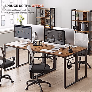 VASAGLE ALINRU L-Shaped Computer Corner Desk, 58.7 x 58.7 x 29.5 Inches, Walnut Brown + Black & Computer Writing Desk, 39 Inch Office Study Table, 39.4", Walnut Brown