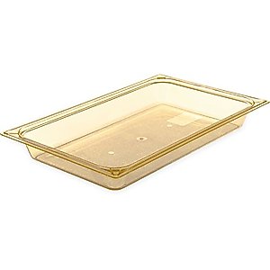 Carlisle FoodService Products Storplus Full-Size High Heat Food Pan for Catering, Buffets, and Restaurants, High Heat Plastic 2.5 Inches Deep, Amber