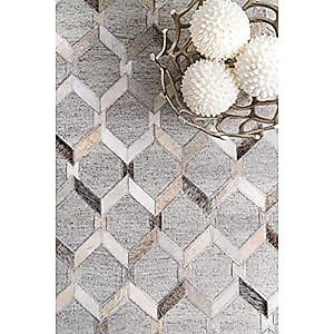 nuLOOM Modern Cowhide Trellis Area Rug, 10' x 14', Grey