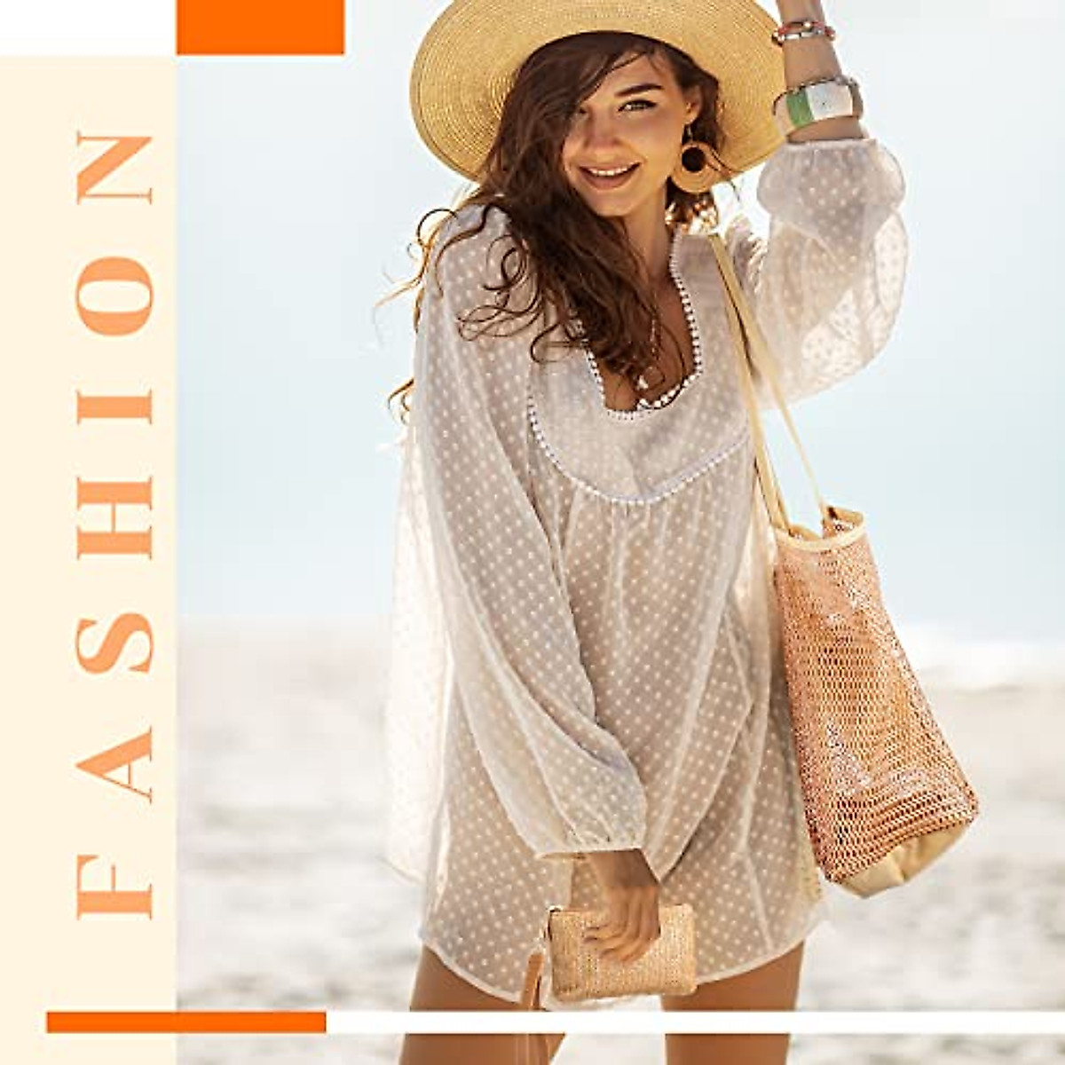 Mesh Beach Tote Bohemian Summer Shoulder Handbag and Zipper Wristlet Woven Straw Clutch Bag Beach Straw Purse for Women Girls
