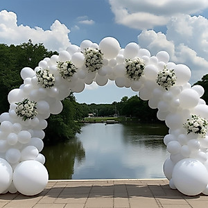 White Balloon Garland Arch Kit - 121 pcs - With 5/10/12/18 different sizes of white latex Balloon Arch Kit, perfect for Birthday Party, Graduation, Baby Shower, Wedding, Decoration (white balloons)