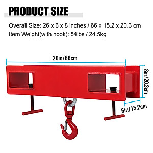 Hasopy Forklift Lifting Hook 1pc, 4400lbs Capacity Forklift Lifting Hoist, Red Forklift Mobile Crane with Swivel Hook and Two Large T-Screws, Hook Forklift Lifting Hoist, Fork Lifting Attachment (2T)