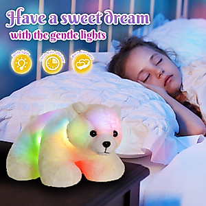 BSTAOFY Light up Polar Bear Stuffed Animal LED Night Light Soft Plush Toy Glow Gift for Kids on Christmas Birthday Valentine's Day, 11'', White