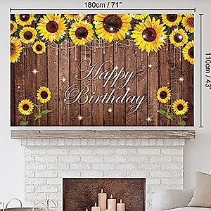Sunflower Birthday Party Decorations Sunflower Birthday Party Backdrop Rustic Wood Sunflower Floor Cake Table Banner Background for Indoor Outdoor Birthday Party Baby Shower Decorations Supplies