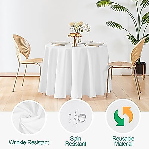 EMART Round Tablecloth White (6 Pack) Circular Polyester Table Cover 120 Inch in Diameter for Dinning, Kitchen, Picnic,Wedding and Birthday Party