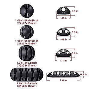 18 Pack Cable Clips Self Adhesive Cord Holders Ideal Cable Cords Management for Organizing Cable Wires Home, Office, Car, Desk Nightstand (18-Black)