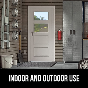 Gorilla Grip 100% Waterproof All-Season WeatherMax Doormat, 23x35, Durable Natural Rubber, Stain and Fade Resistant, Low Profile, Indoor Outdoor Doormats, Easy Clean Patio Entrance Mat, Steel Chevron