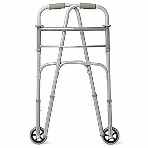 Medline Easy Care Two-Button Folding Walkers With 5" Wheels