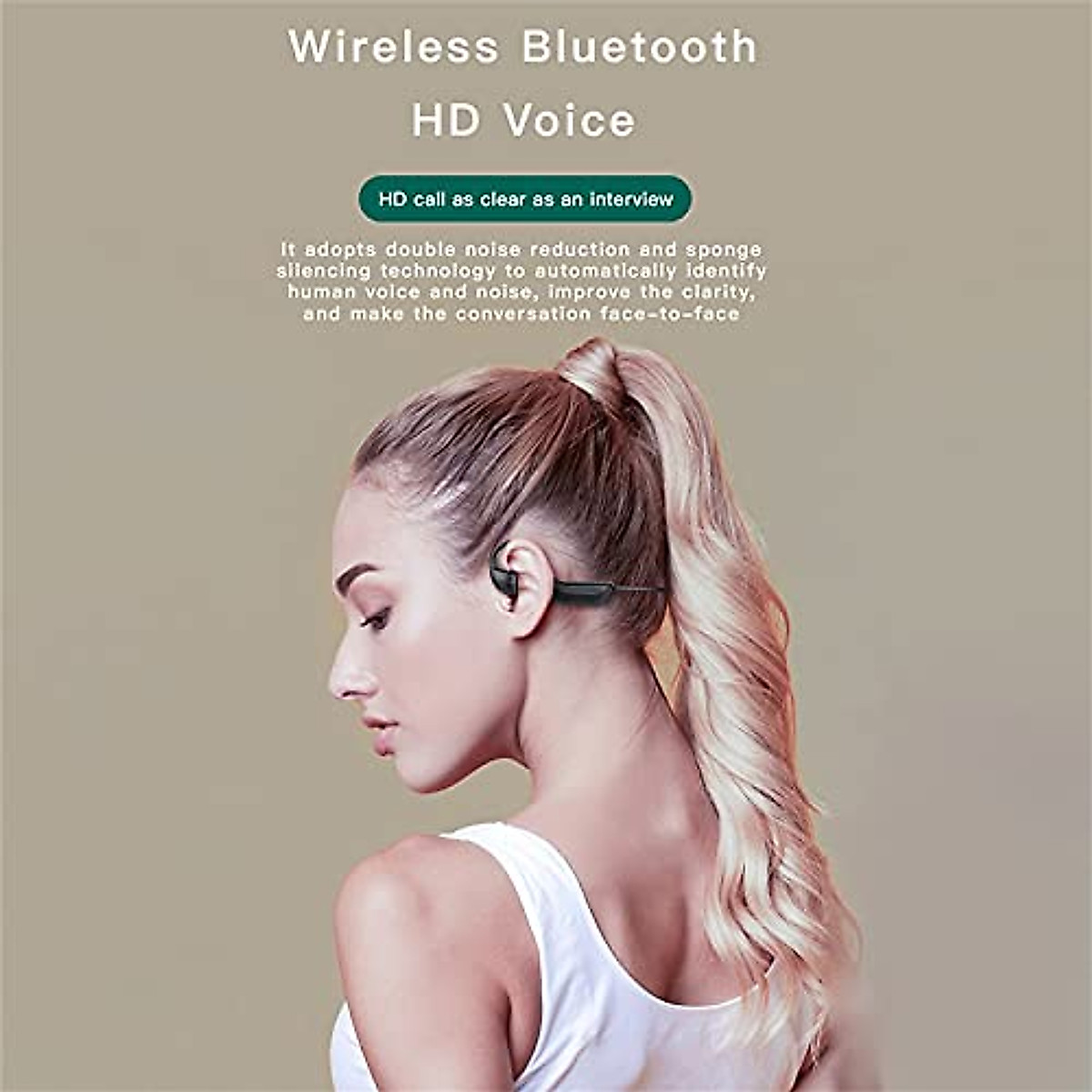 Qiopertar G-100 Bluetooth 5.0 Wireless Headphones Bone- Conduction Earphone Waterproof with Microphone Premium Sound Deep Bass for Work Home Office Bicycling Hiking Outdoor Sport