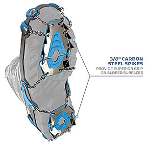 Yaktrax Summit Heavy Duty Traction Cleats with Carbon Steel Spikes for Snow and Ice (1 Pair), Large, Black, Small 08442