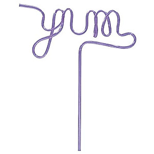 iscream Super Sized Super Silly Set of 3 Word Shaped Drinking Straws - Yum, Love and Happy