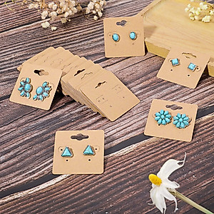 100 Pcs Earring Cards for Selling Hanging Earring Display Cards Kraft Paper Earring Card Holder Blank Paper Cards with 6 Holes Cardboard Earring Holders for Selling Earring DIY Crafts Retail