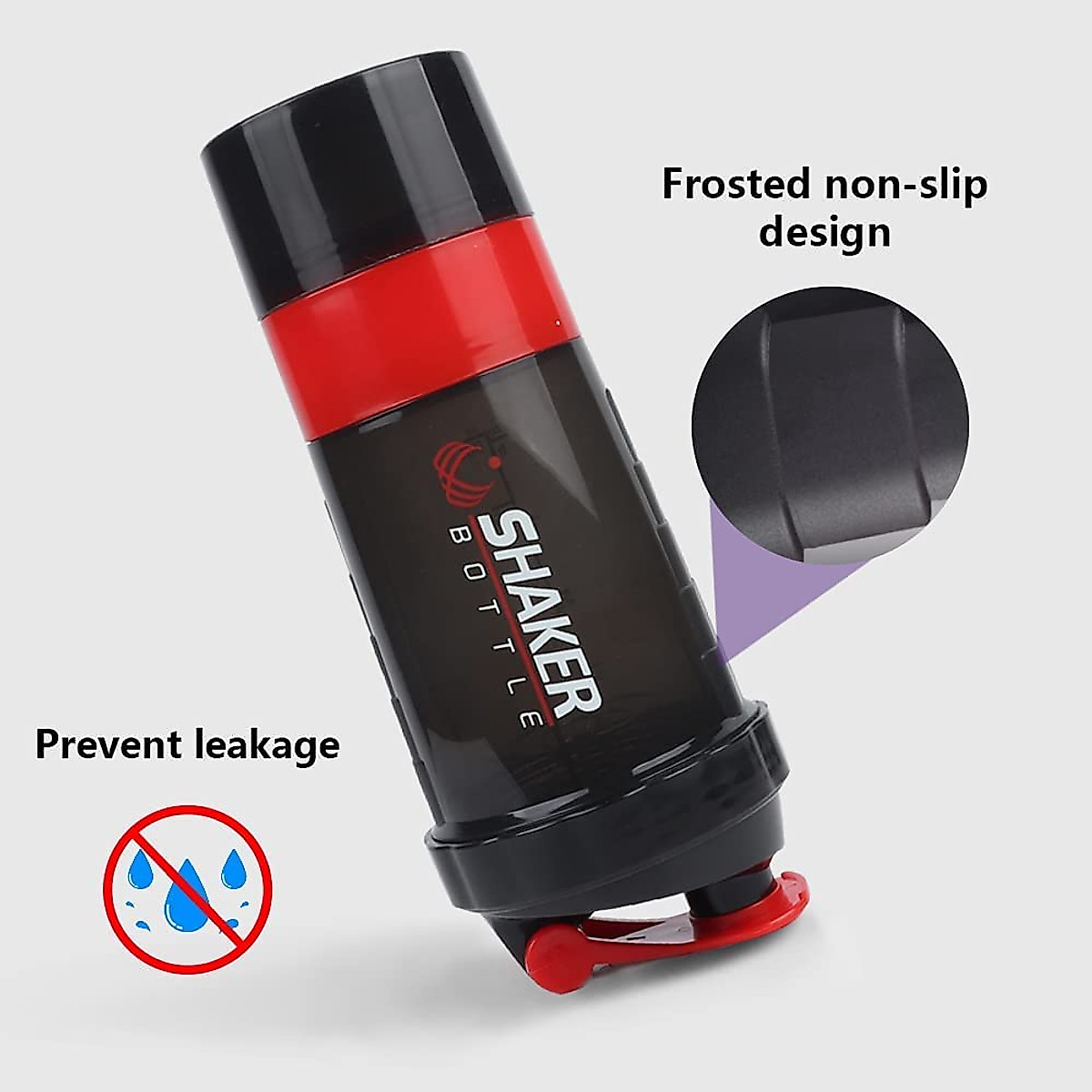 Protein Shaker Bottle for Protein Mixes, 17 OZ, Leak Proof | Easy Clean Up | BPA Free, Tasteless, Safe Material | Measurement in ML & OZ | Shaker Bottles for Protein Mixes (Red)