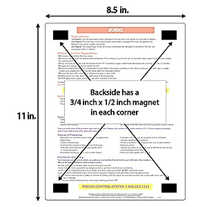 Infant, Child CPR Magnet - CPR, Choking, Poison, Burns, Dental Emergency First Aid Sign - Quick Reference Card, 8.5 x 11 in.