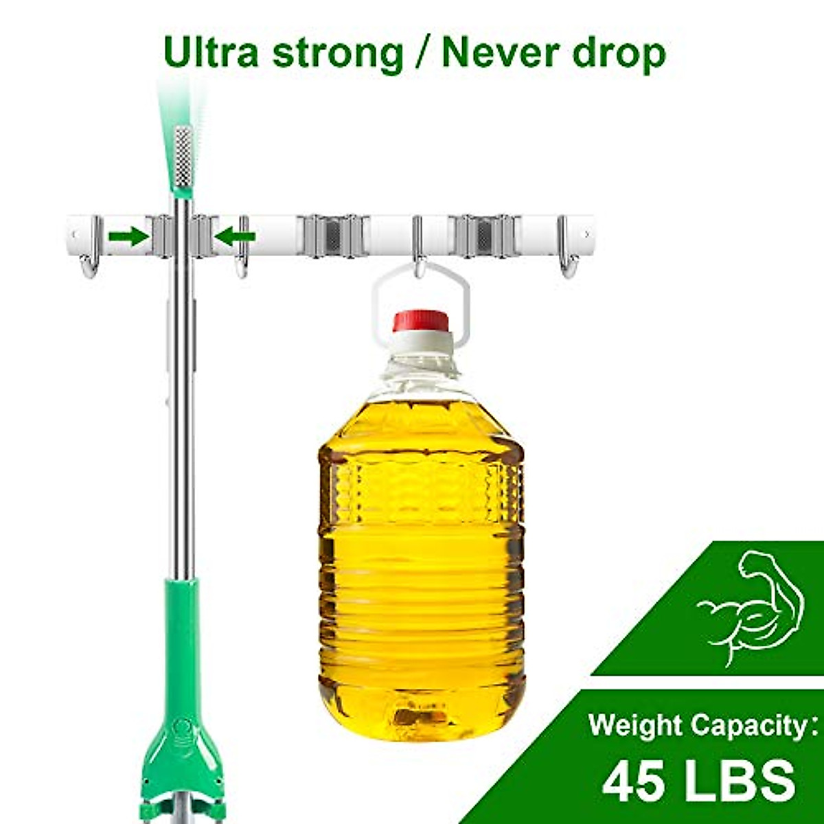 Kulemax Mop and Broom Holder Wall Mount Heavy Duty, Premium Stainless Steel Utility Rack for Tools Hanger, Metal Broom Closet Organizer for Home, Garage, even Outdoor